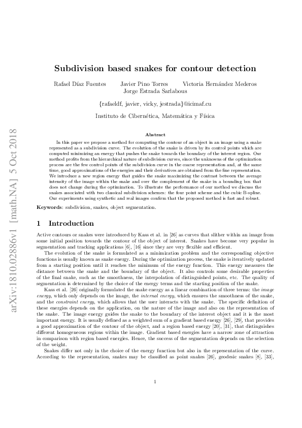 (PDF) Subdivision based snakes for contour detection