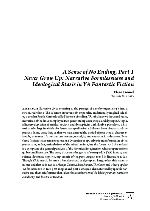 (PDF) A Sense of No Ending: Contemporary Literature and the Refusal to ...