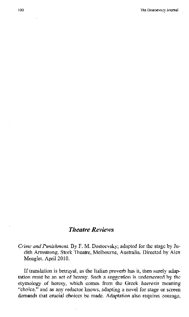 (PDF) Crime and Punishment. By F. M. Dostoevsky; adapted for the stage ...