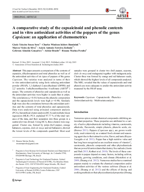 (PDF) A comparative study of the capsaicinoid and phenolic contents and ...