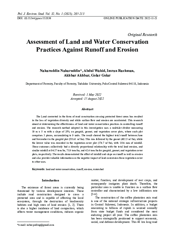 (PDF) Assessment of Land and Water Conservation Practices Against ...