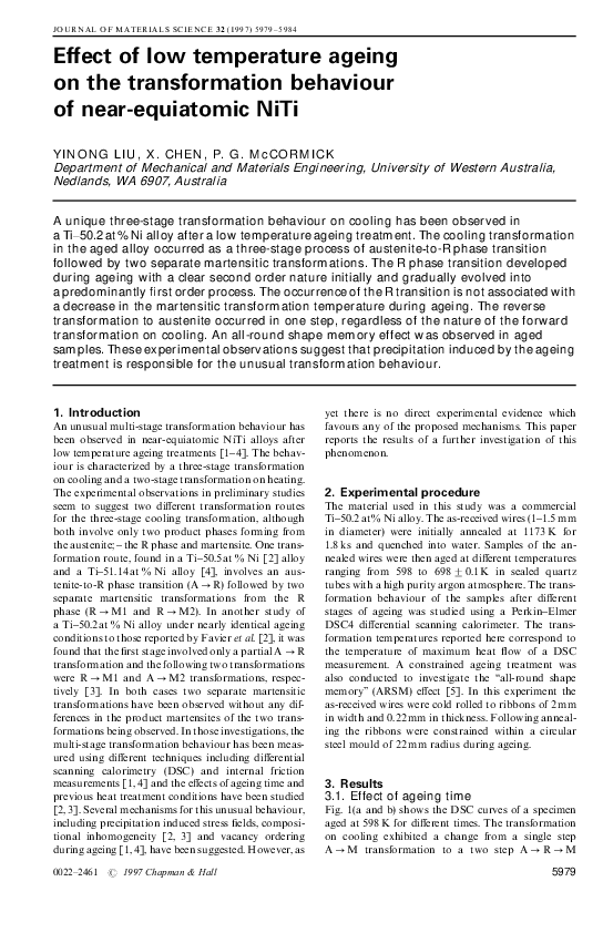 (PDF) Effect of low temperature ageing on the transformation behaviour ...