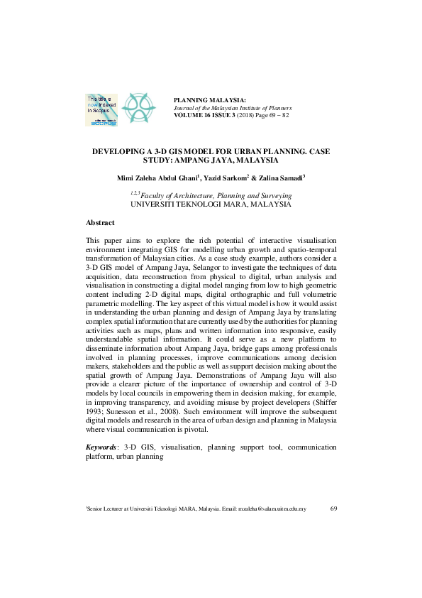 (PDF) Developing a 3-D Gis Model for Urban Planning. Case Study: Ampang Jaya, Malaysia