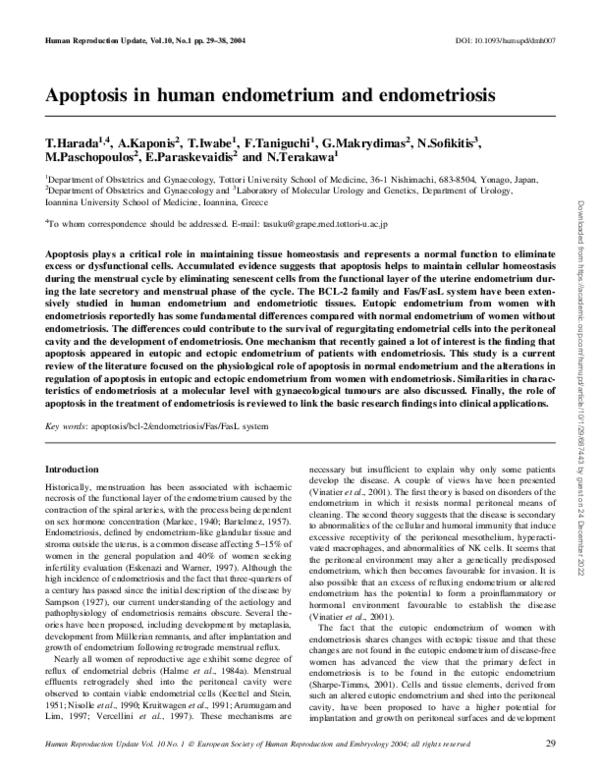 (PDF) Apoptosis in human endometrium and endometriosis