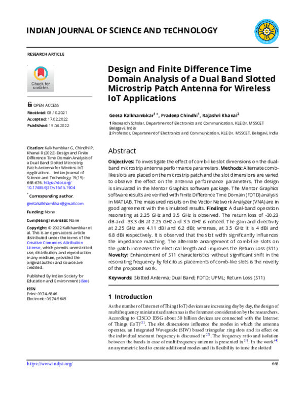 Pdf Dual Band Microstrip Antenna Design For Iot