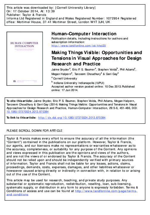 (PDF) Making Things Visible: Opportunities and Tensions in Visual ...