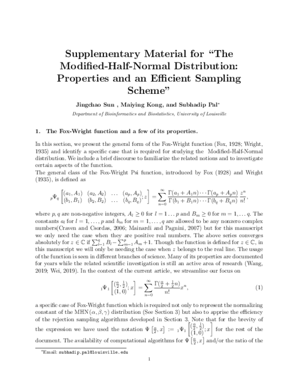 (PDF) The Modified-Half-Normal distribution: Properties and an efficient sampling scheme