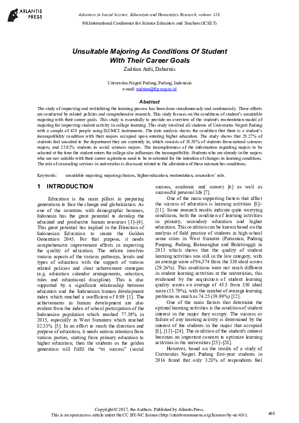 (PDF) Unsuitable Majoring: Does the Reorientation Would Help the ...