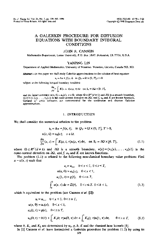 (PDF) A Galerkin procedure for diffusion equations with boundary ...