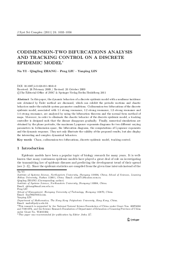 (PDF) Codimension-two bifurcations analysis and tracking control on a ...