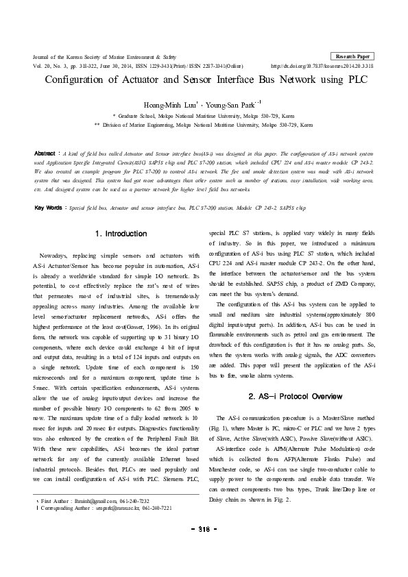 Pdf Configuration Of Actuator And Sensor Interface Bus Network Using Plc