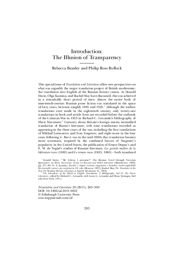 (PDF) Introduction: The Illusion of Transparency | Rebecca Beasley ...