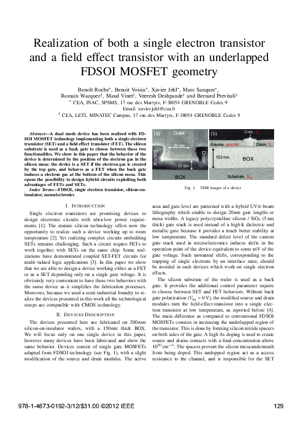 (PDF) Realization of both a single electron transistor and a field effect transistor with an ...