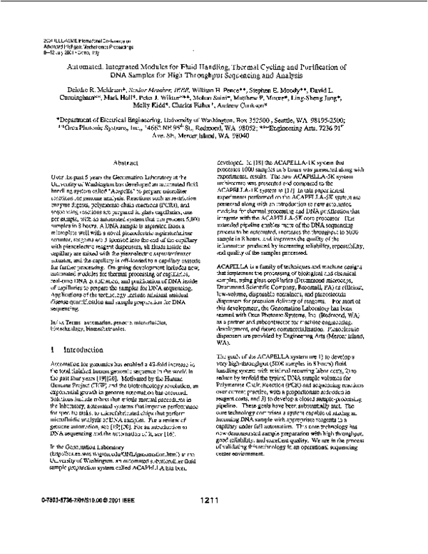 (PDF) Automated, integrated modules for fluid handling, thermal cycling and purification of DNA ...