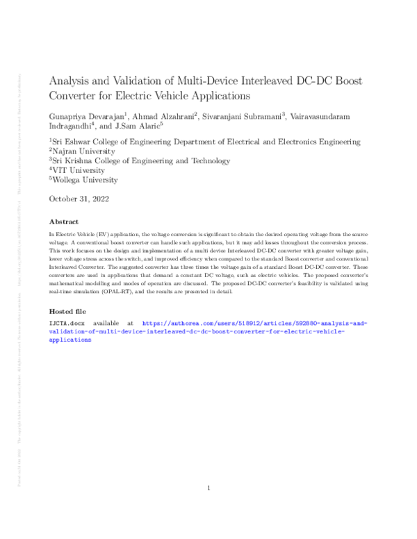 (PDF) Analysis and Validation of Multi-Device Interleaved DC-DC Boost Converter for Electric ...