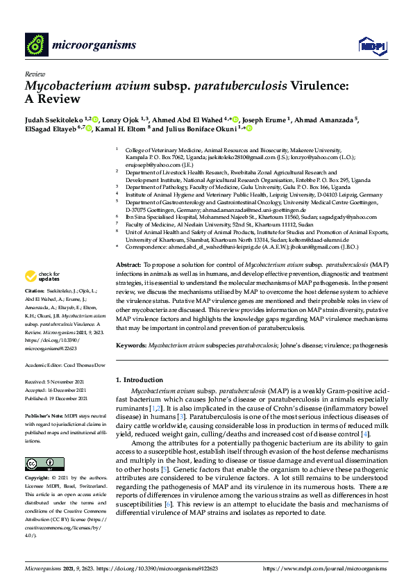(PDF) Mycobacterium avium subsp. paratuberculosis Virulence: A Review