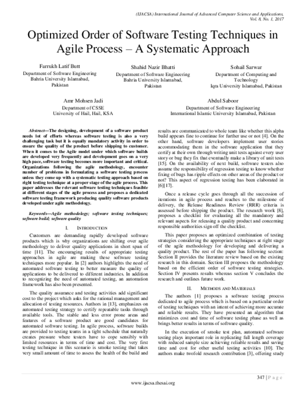(PDF) Optimized Order of Software Testing Techniques in Agile Process ...