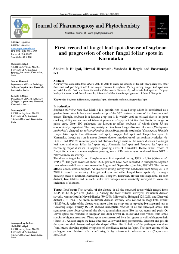 (PDF) First record of target leaf spot disease of soybean and ...