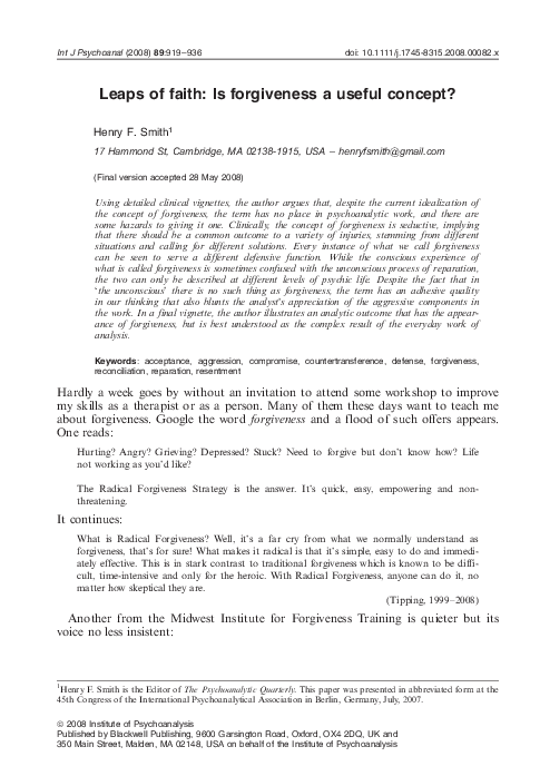 (PDF) Leaps of faith: Is forgiveness a useful concept?
