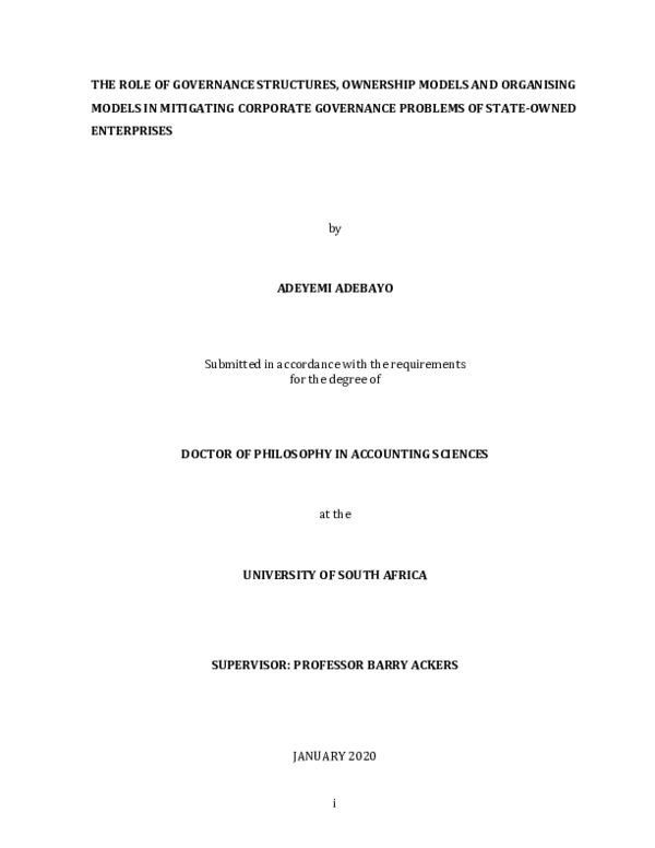 (PDF) The role of governance structures, ownership models and organising models in mitigating ...