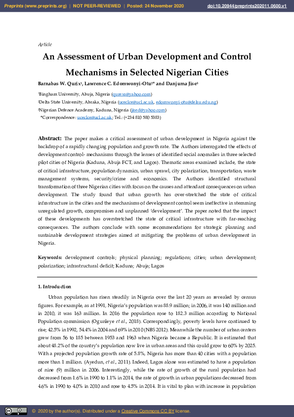 (PDF) An Assessment of Urban Development and Control Mechanisms in ...