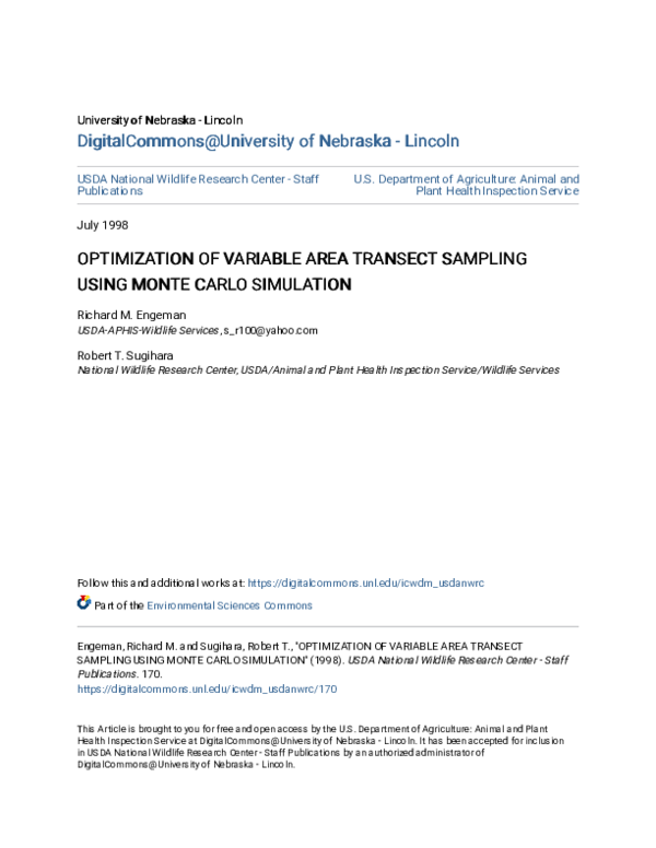 (PDF) Optimization of Variable Area Transect Sampling Using Monte Carlo Simulation