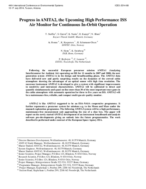 (PDF) Progress in ANITA2, the Upcoming High Performance ISS Air Monitor ...