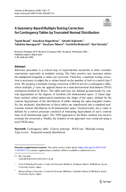(PDF) A Geometry-Based Multiple Testing Correction for Contingency ...
