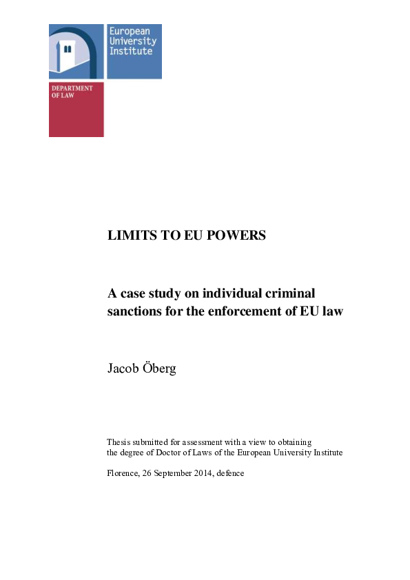 (PDF) Limits to EU Powers: A Case Study on Individual Criminal ...