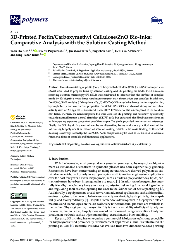 (PDF) 3D-Printed Pectin/Carboxymethyl Cellulose/ZnO Bio-Inks: Comparative Analysis with the ...