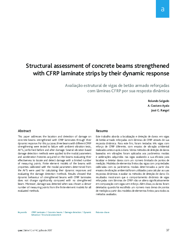 (PDF) Structural assessment of concrete beams strengthened with CFRP laminate strips by their ...
