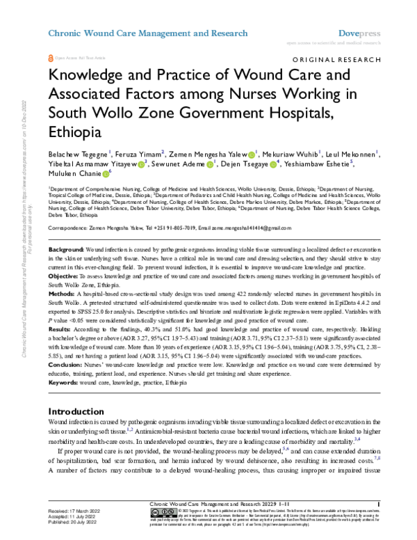 (PDF) Knowledge and Practice of Wound Care and Associated Factors among ...