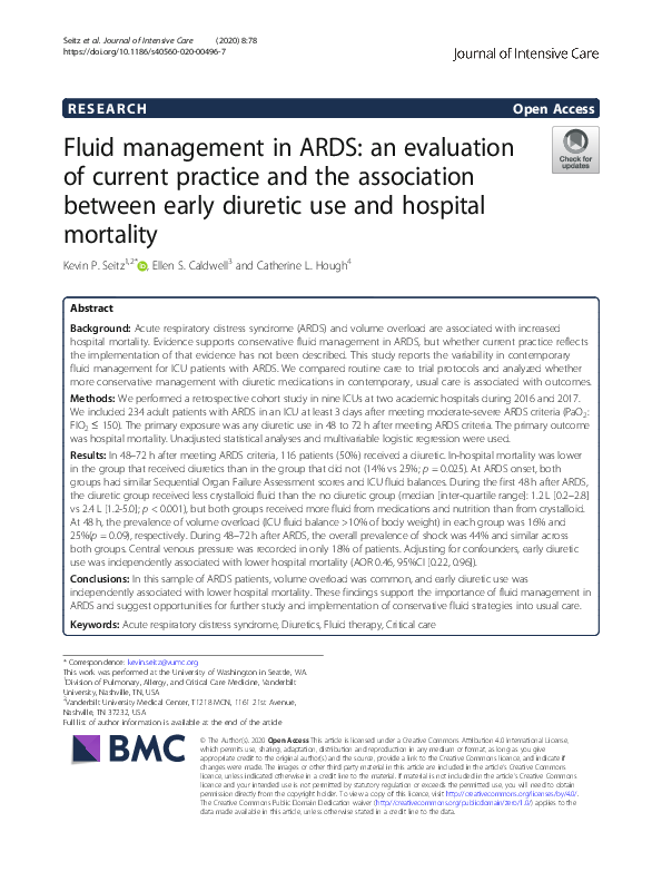 (PDF) Fluid management in ARDS: an evaluation of current practice and ...
