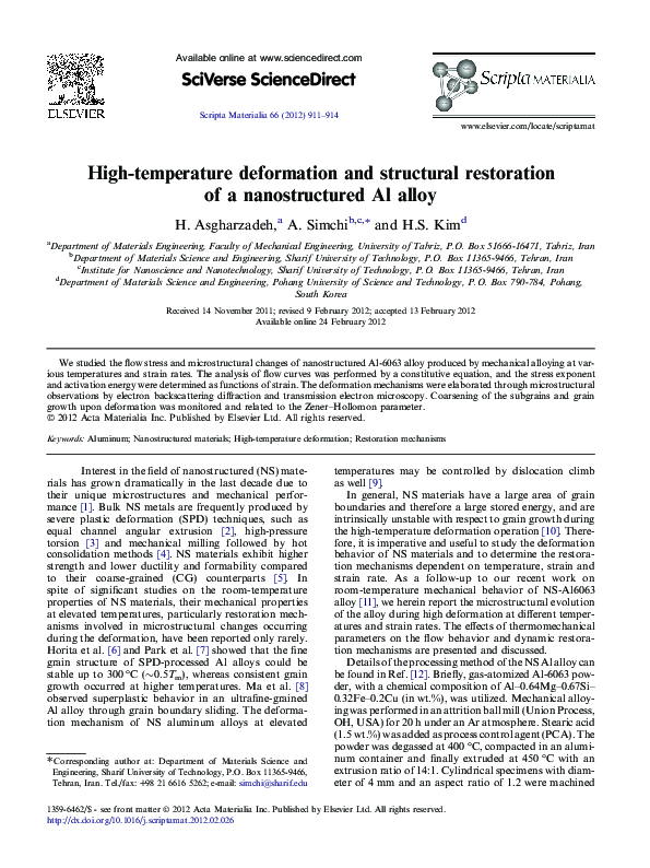 (PDF) High-temperature deformation and structural restoration of a ...