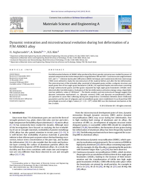 (PDF) Dynamic restoration and microstructural evolution during hot ...