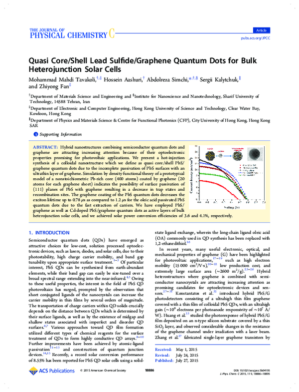 (PDF) Quasi Core/Shell Lead Sulfide/Graphene Quantum Dots for Bulk ...