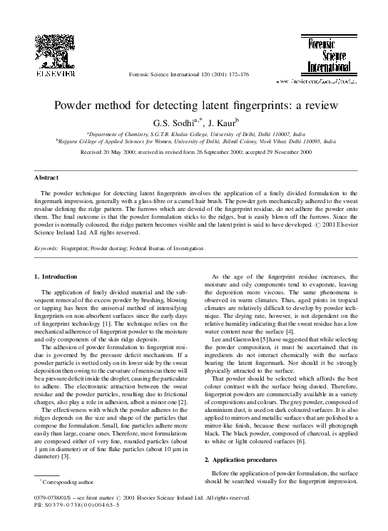 (PDF) Powder method for detecting latent fingerprints: a review