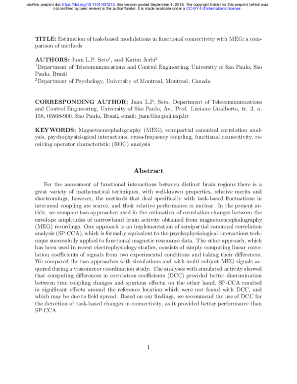 Pdf Estimation Of Task Based Modulations In Functional Connectivity