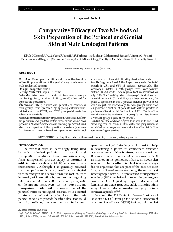 (PDF) Comparative Efficacy of Two Methods of Skin Preparation of the ...