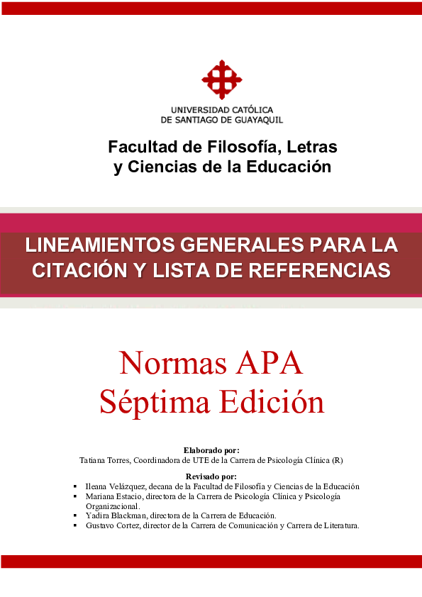 (PDF) LINEAMIENTOS GENERALES PARA LA CITACIÓN Y LISTA DE REFERENCIAS (PDF) LINEAMIENTOS GENERALES PARA LA CITACIÓN Y LISTA DE REFERENCIAS