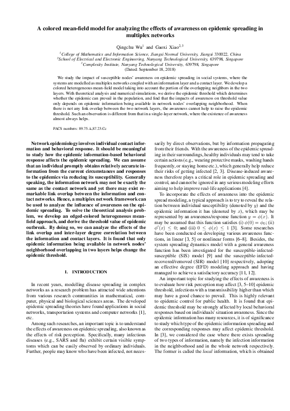 Pdf A Colored Mean Field Model For Analyzing The Effects Of Awareness