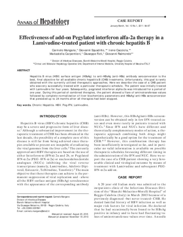 (PDF) Effectiveness of add-on Pegylated interferon alfa-2a therapy in a ...