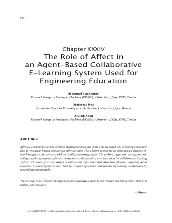 (PDF) The Role of Affect in an Agent-Based Collaborative E-Learning System Used for Engineering ...