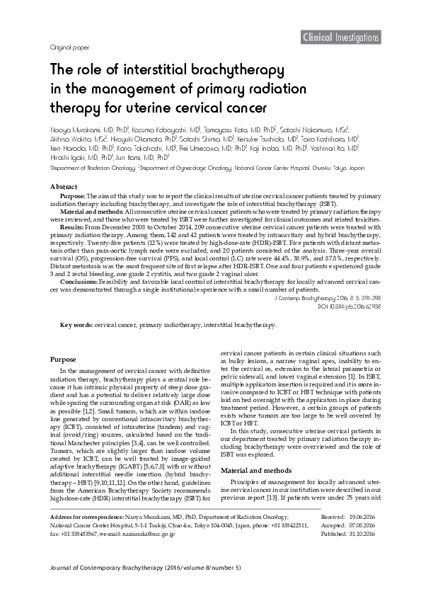 (PDF) The role of interstitial brachytherapy in the management of ...