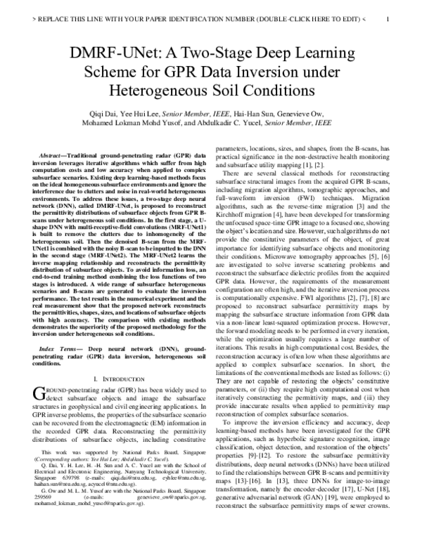 (PDF) DMRF-UNet: A Two-Stage Deep Learning Scheme for GPR Data Inversion Under Heterogeneous ...