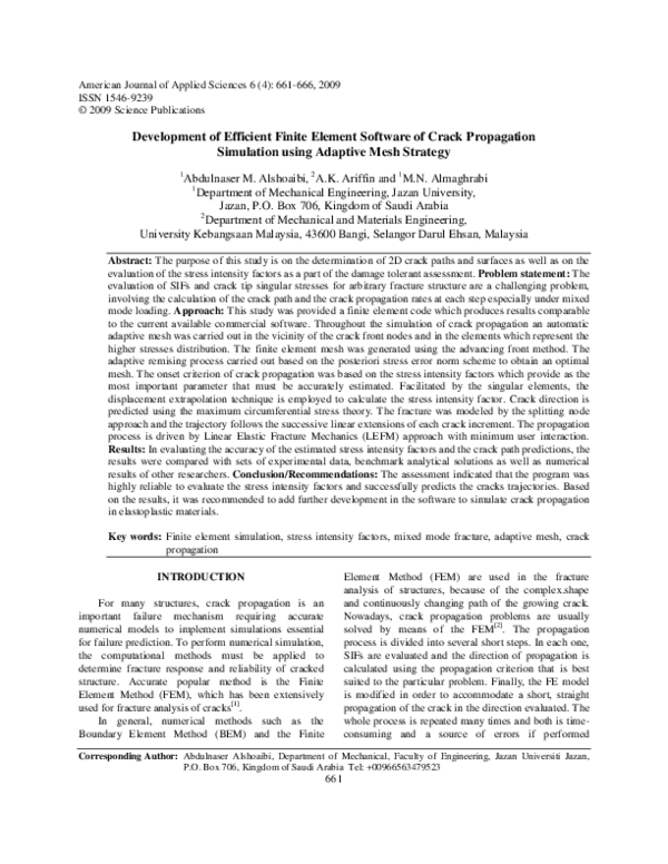 Pdf Development Of Efficient Finite Element Software Of Crack Propagation Simulation Using