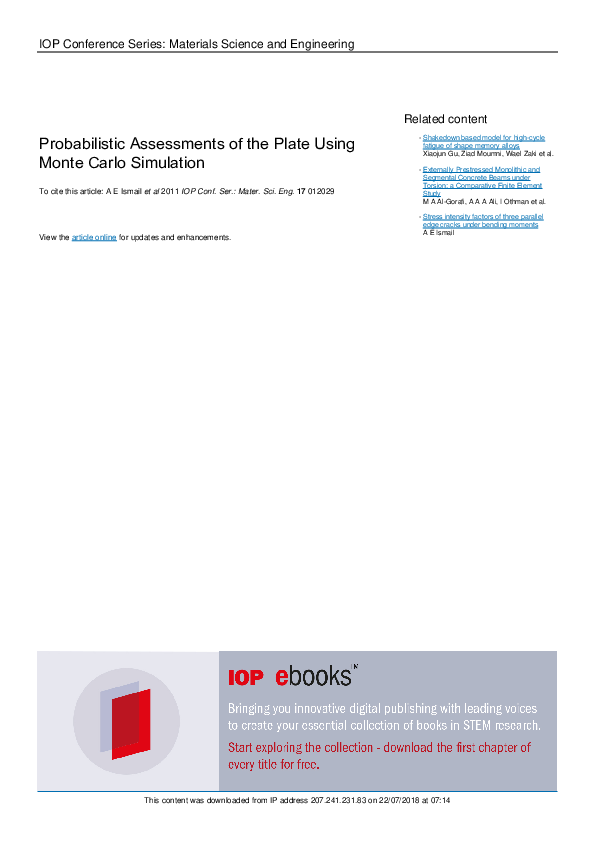 (PDF) Probabilistic Assessments of the Plate Using Monte Carlo Simulation