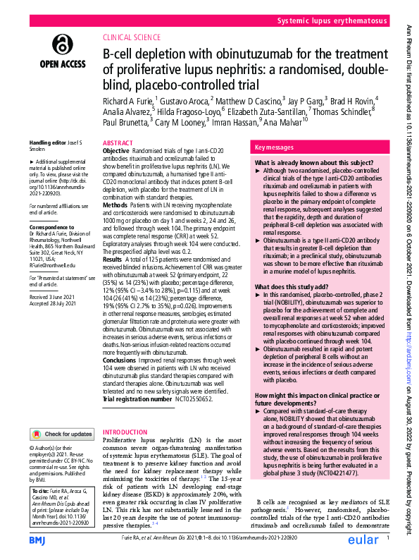 (PDF) B-cell depletion with obinutuzumab for the treatment of ...