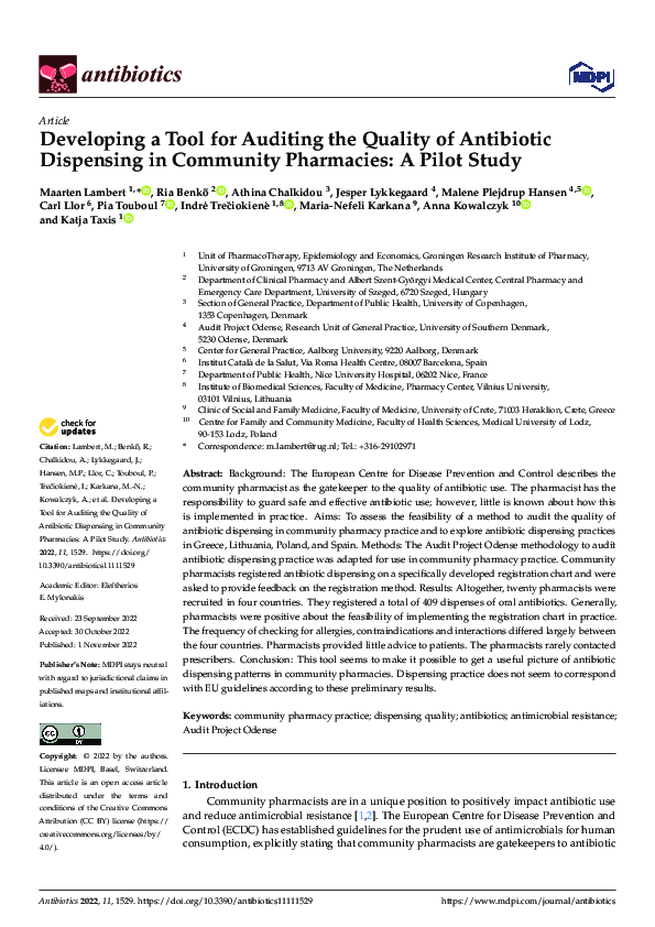 (PDF) Developing a Tool for Auditing the Quality of Antibiotic ...