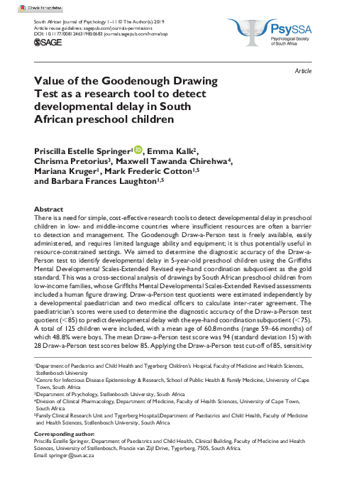 (PDF) Value of the Goodenough Drawing Test as a research tool to detect ...